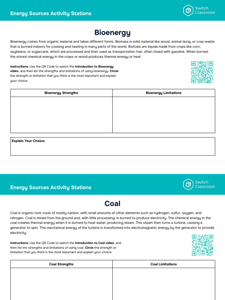 Energy Sources Activity Stations Posters | PDF | Power Resources ...