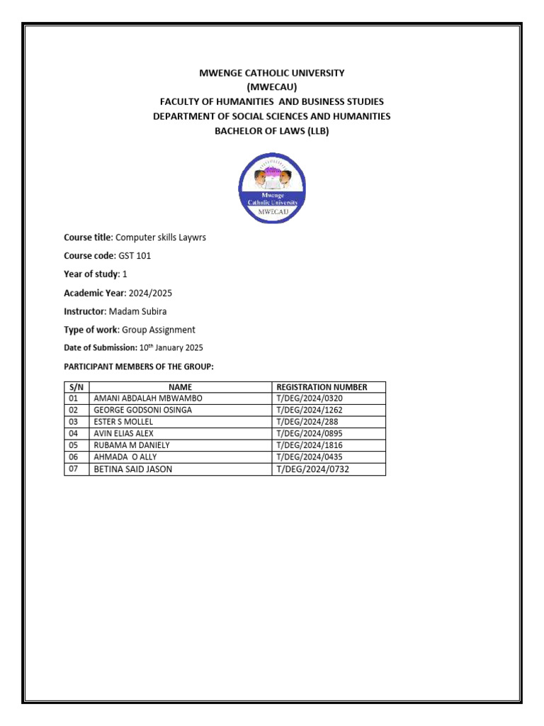 Amani GST 101 | PDF | Microsoft Word | Printing
