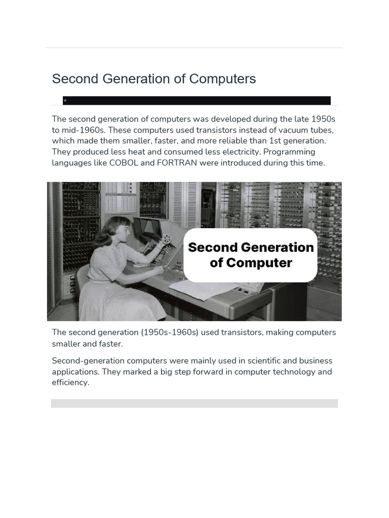 Second Generation of Computers | PDF | Computer Data Storage | Classes ...