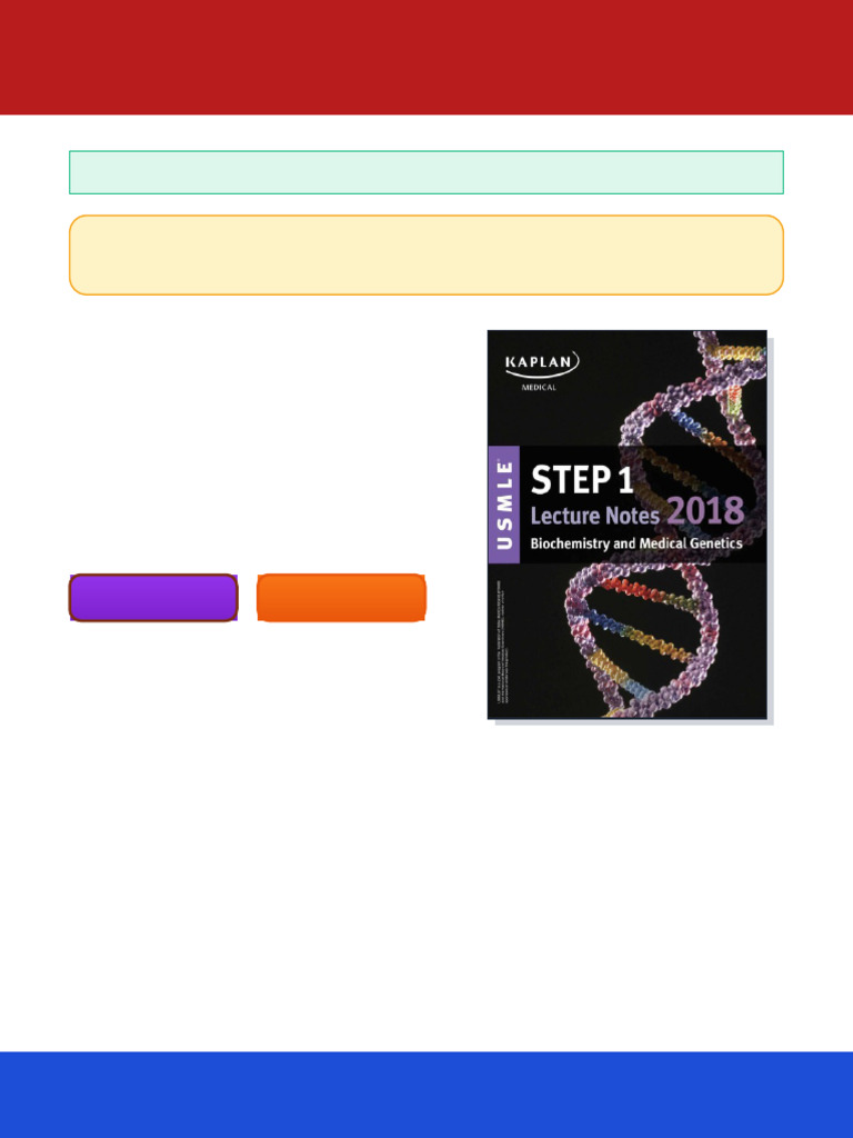 USMLE Step 1 Lecture Notes Kaplan 2018 Biochemistry and Medical ...