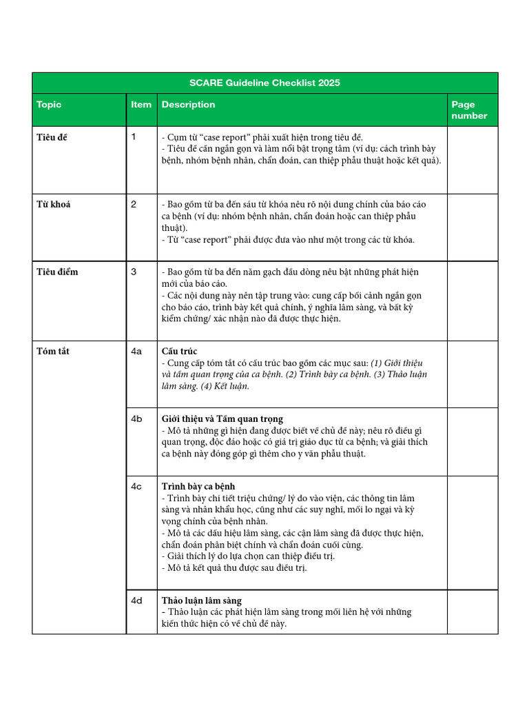 SCARE Checklist 2025 | PDF