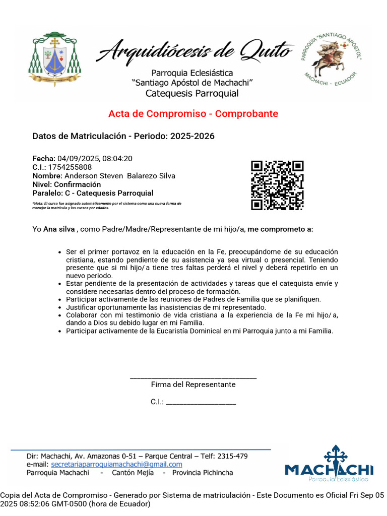 Acta de Compromiso Balarezo Silva Anderson Steven | PDF