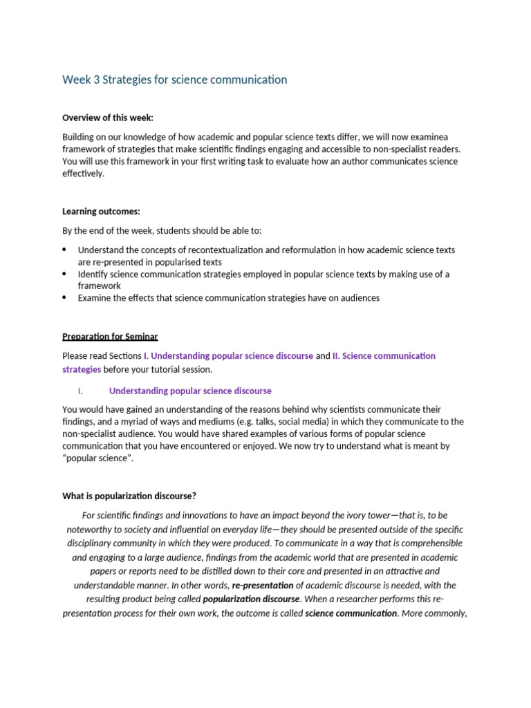 Week 3 Strategies For Science Communication | PDF | Science | Communication