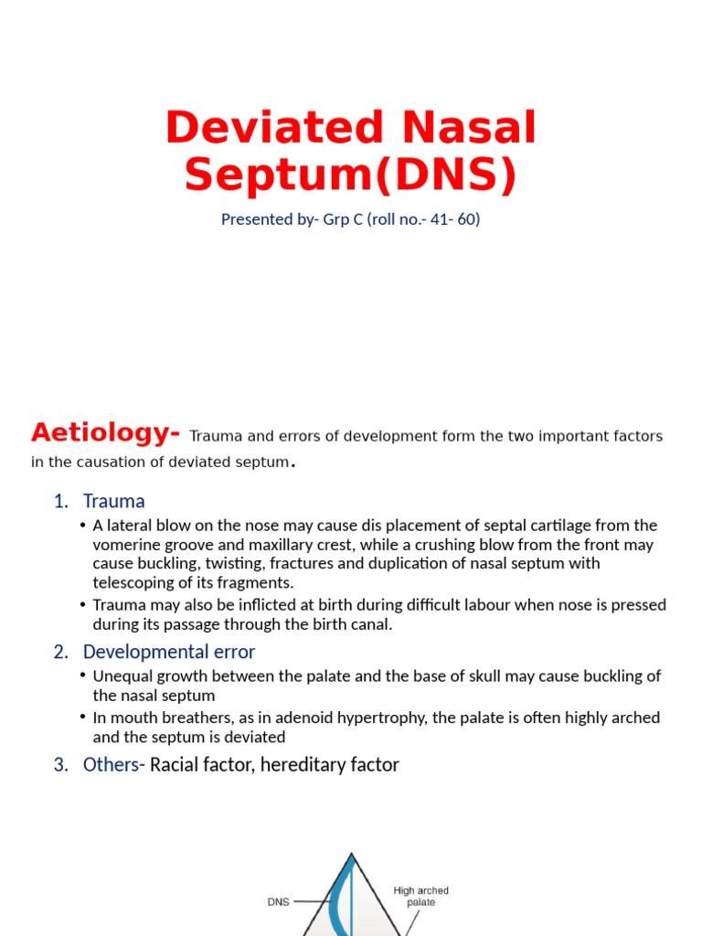 Deviated Nasal Septum (DNS) GRP C | PDF | Human Nose | Surgical Specialties