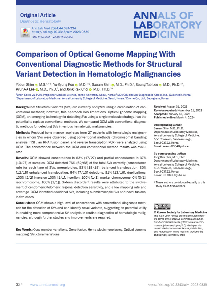 Comparison of Optical Genome Mapping With Conventi | PDF | Fluorescence ...