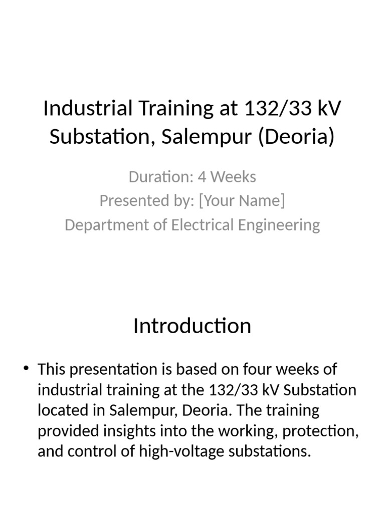 Industrial Training 132 33kV Substation Salempur Deoria | PDF