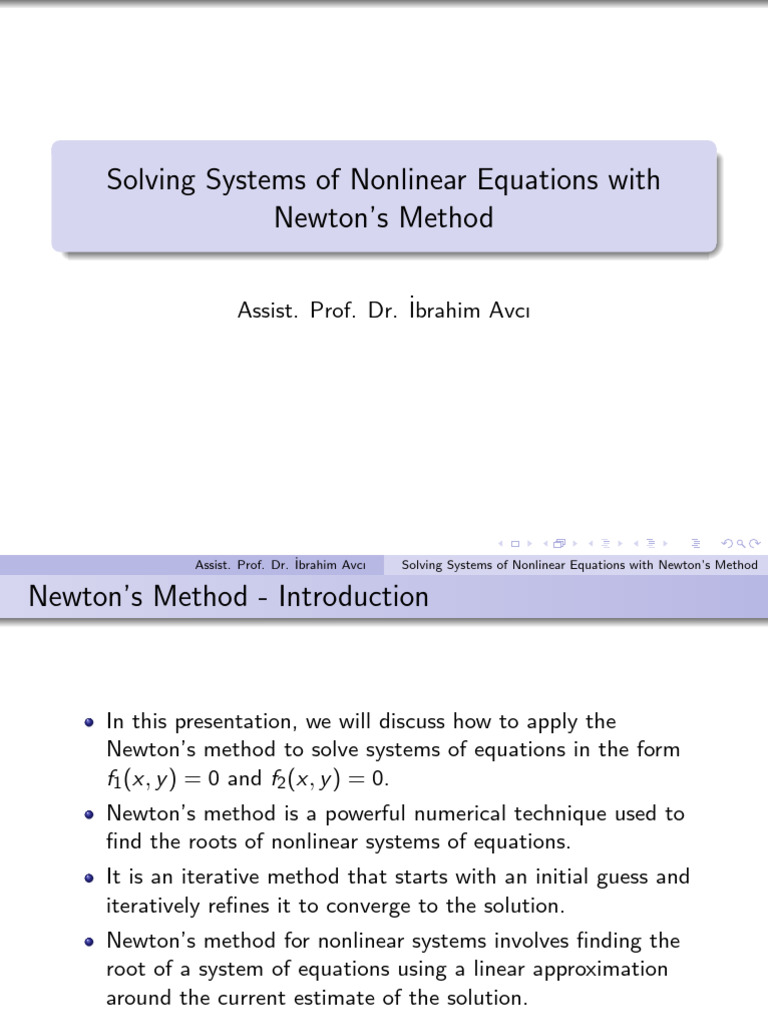 Newton's Method for Nonlinear Systems | PDF | Mathematical Relations ...