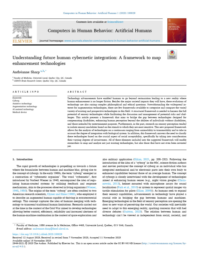 Understanding Future Human Cybernetic Integrati 2023 Computers in Human ...