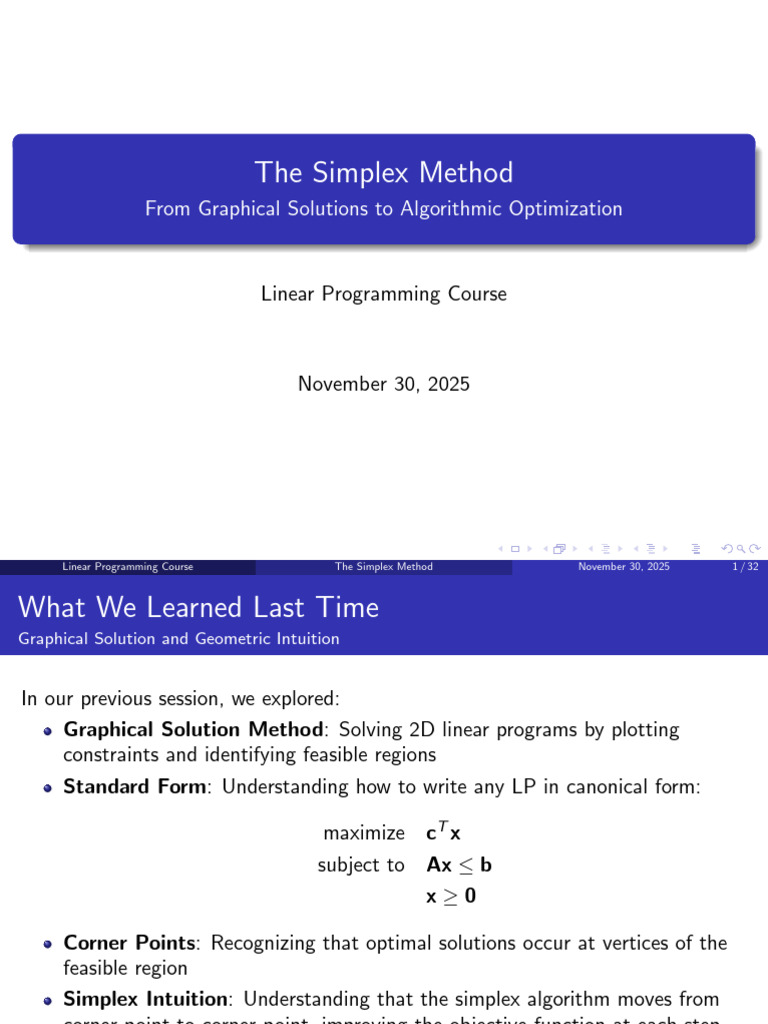Simplex Method in Linear Programming | PDF | Linear Programming ...