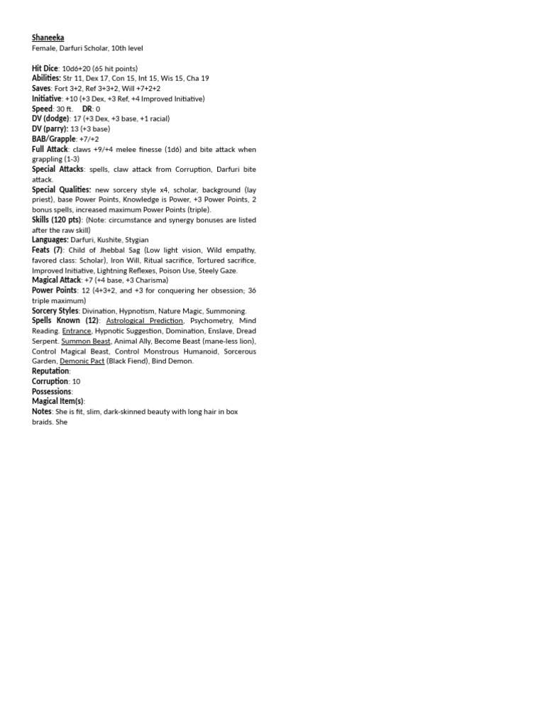 Darfuri WitchWoman 10th Level | PDF