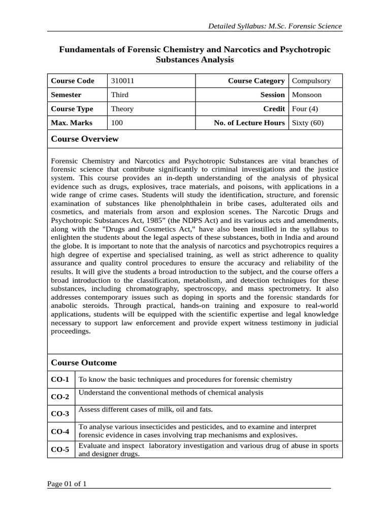Fundamental of Forensic Chemistry and Narcotics and Psychotropic ...