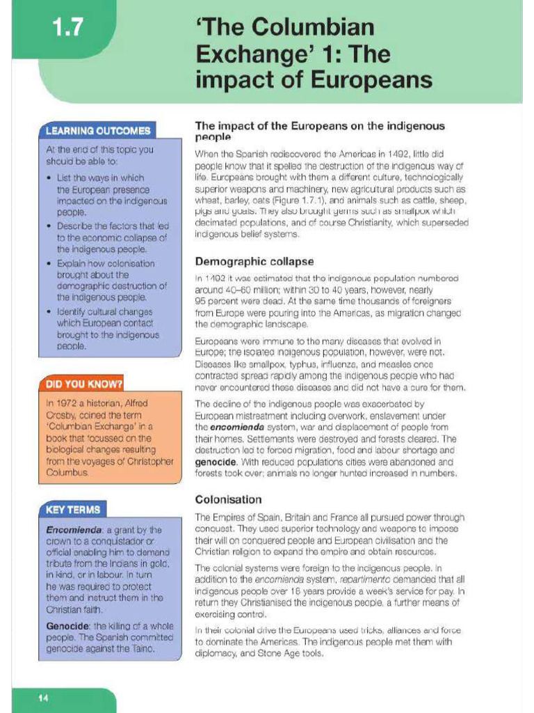 Impact of Europeans and Indigenous Peoples | PDF