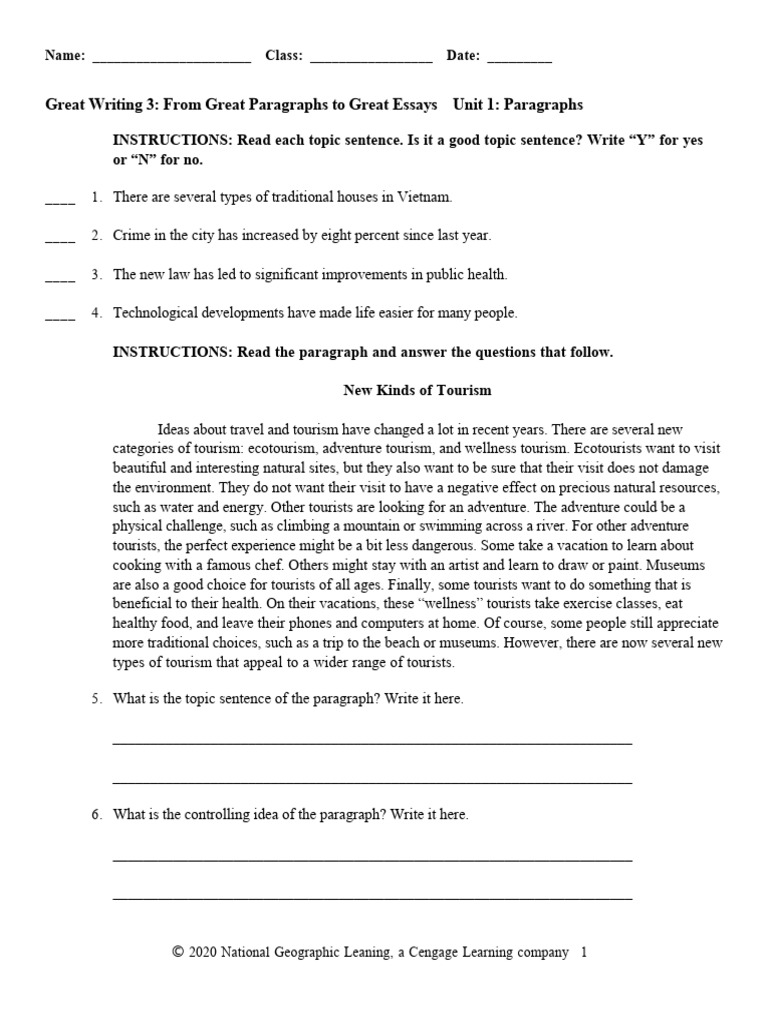 8A Writing M1 Classkick-1-7 | PDF | Tourism