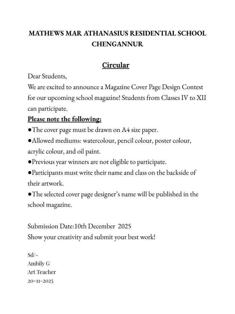 School Magazine Cover Page Design Contest | PDF