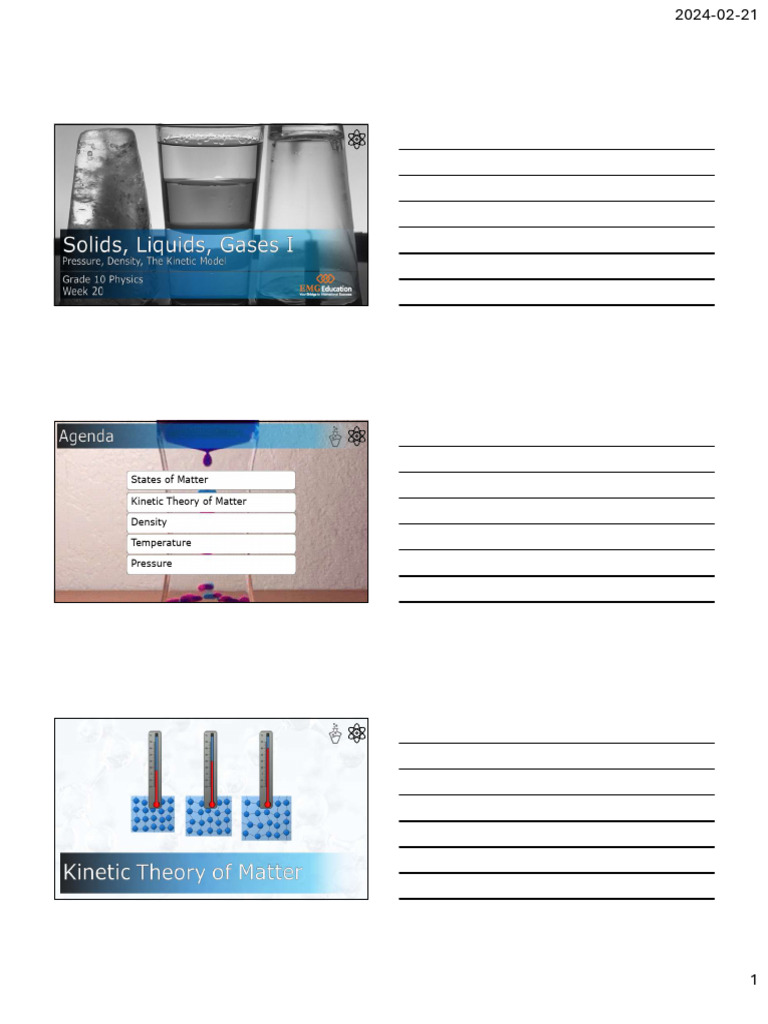 Grade 10 Physics Lesson 11 Solids Liquids Gases I | PDF | Temperature ...