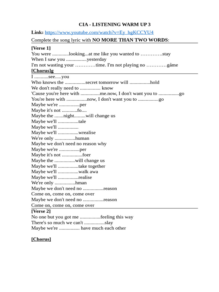 CIA Listening Warm-Up Exercise 3 | PDF