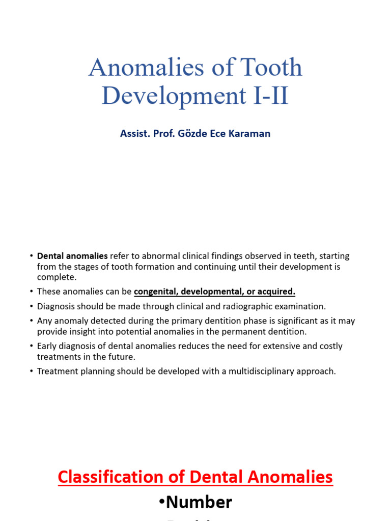 Dental Anomalies: Types and Diagnosis | PDF | Human Tooth | Dental Anatomy