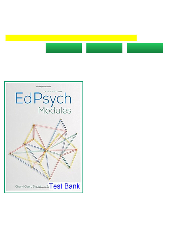 EdPsych Modules 3rd Edition Durwin Test Bank Full Chapters Included ...