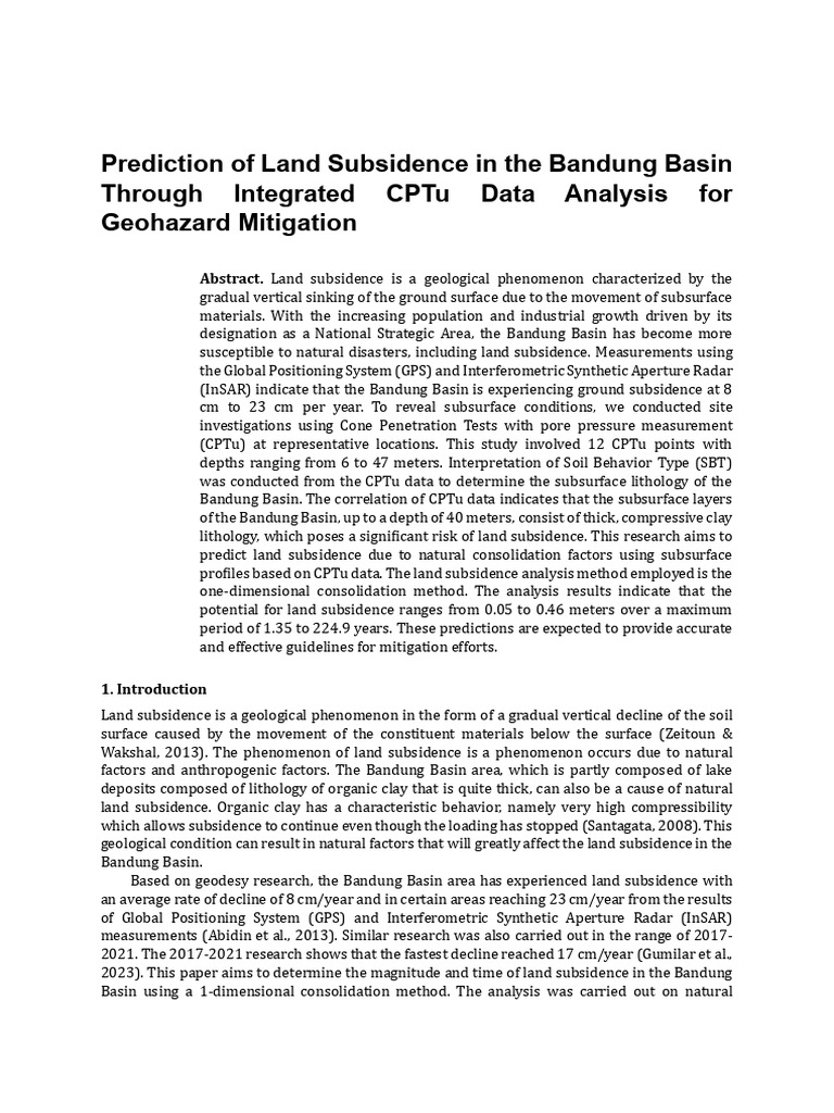 Prediction of Land Subsidence in The Bandung Basin - Draft | PDF ...
