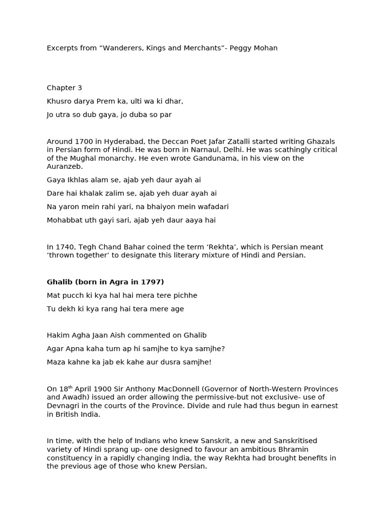 Excerpts From Wanders, Kings and Merchants - Peggy Mohan | PDF ...