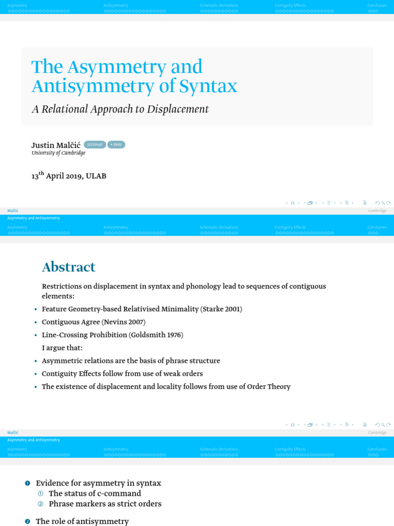 Asymmetry and Antisymmetry of Syntax | PDF | Asymmetry | Linguistics