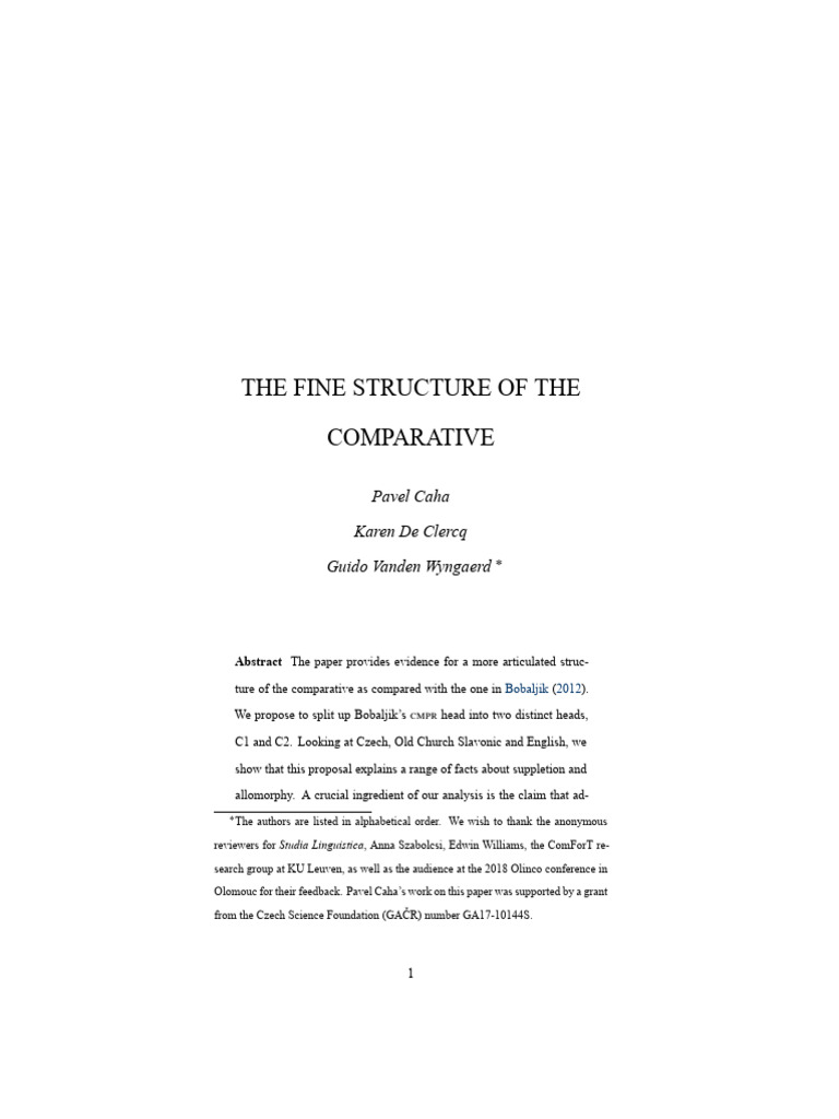The Fine Structure of The Comparative - Caha, de Clercq, Vanden Wyn ...