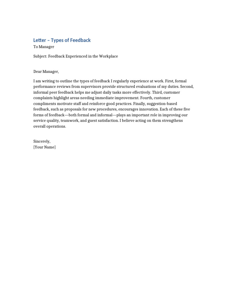 Types of Workplace Feedback Explained | PDF
