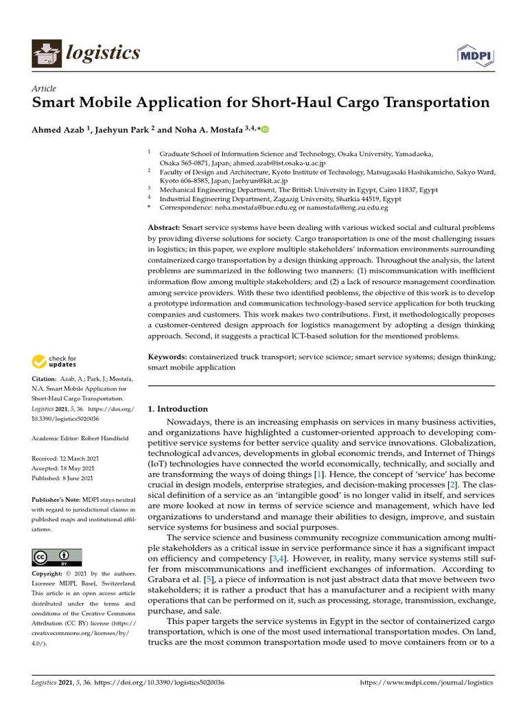 Smart App for Short-Haul Cargo Transport | PDF | Supply Chain | Usability