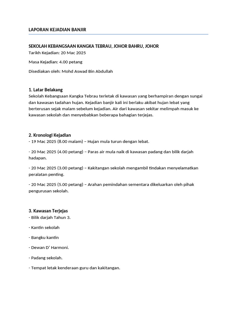 Laporan Kejadian Banjir 2025 | PDF