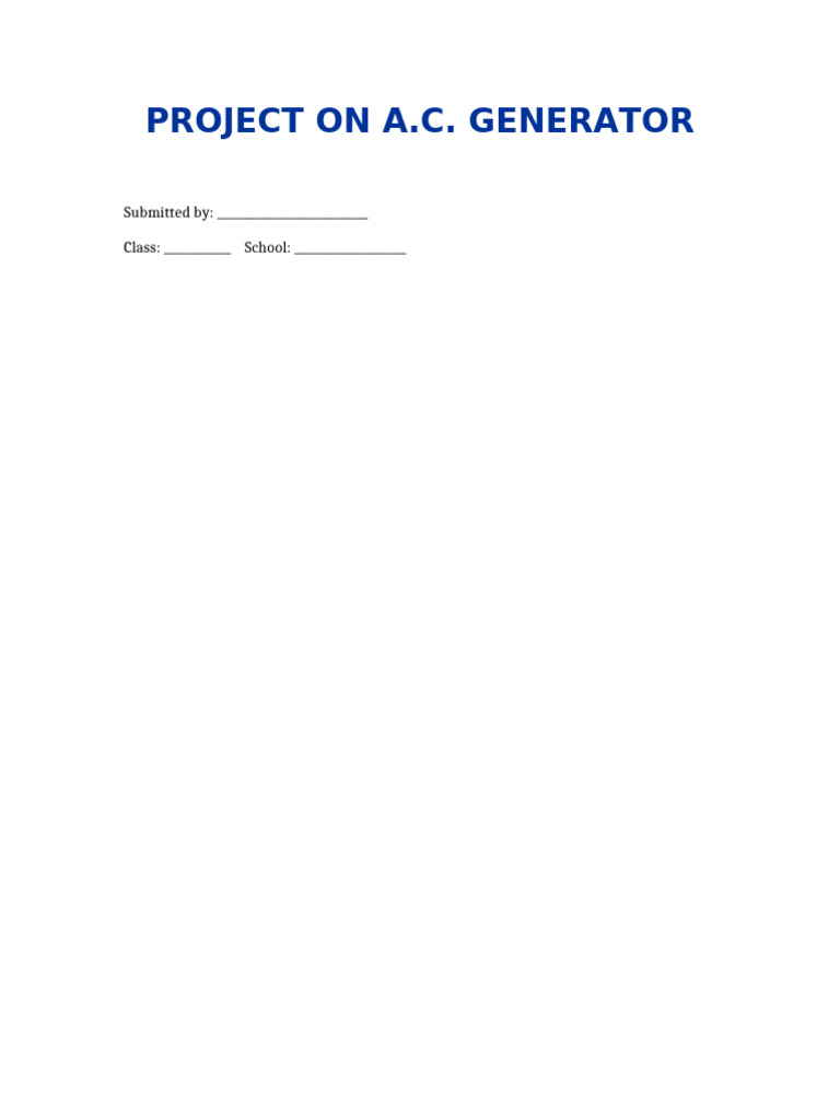 A.C. Generator Project Overview | PDF | Electromagnetic Induction ...