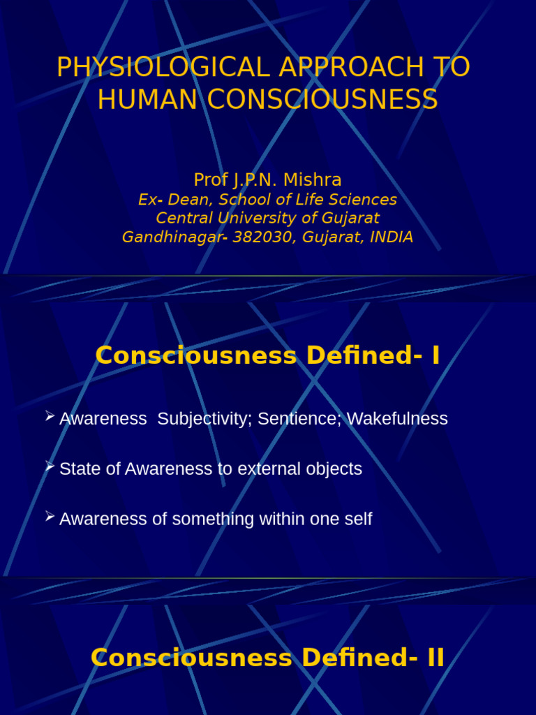 Physiological Approach To Human Consciousness | PDF | Sleep | Consciousness