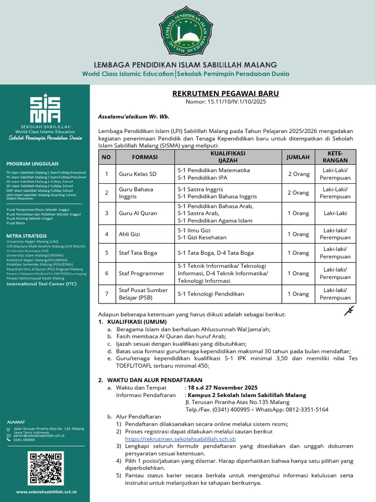 15.11 Rekrutmen Pegawai Periode Nov 2025 | PDF
