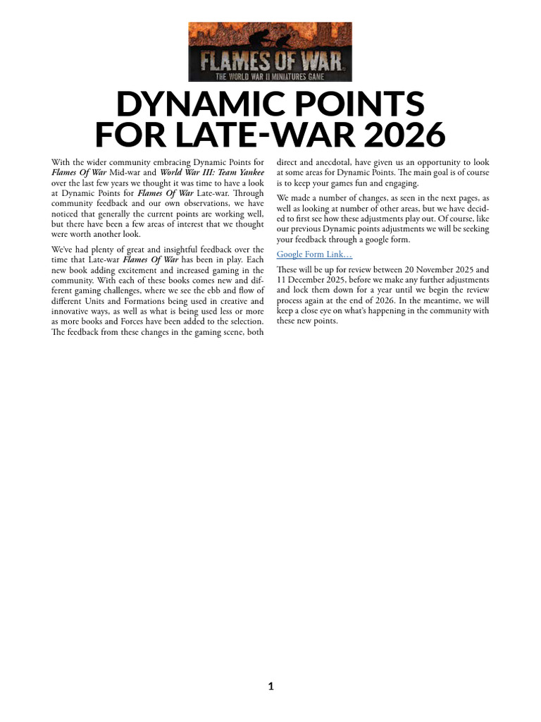 Late-War Dynamic Points Adjustments | PDF | Panzer Iv | Military Vehicles