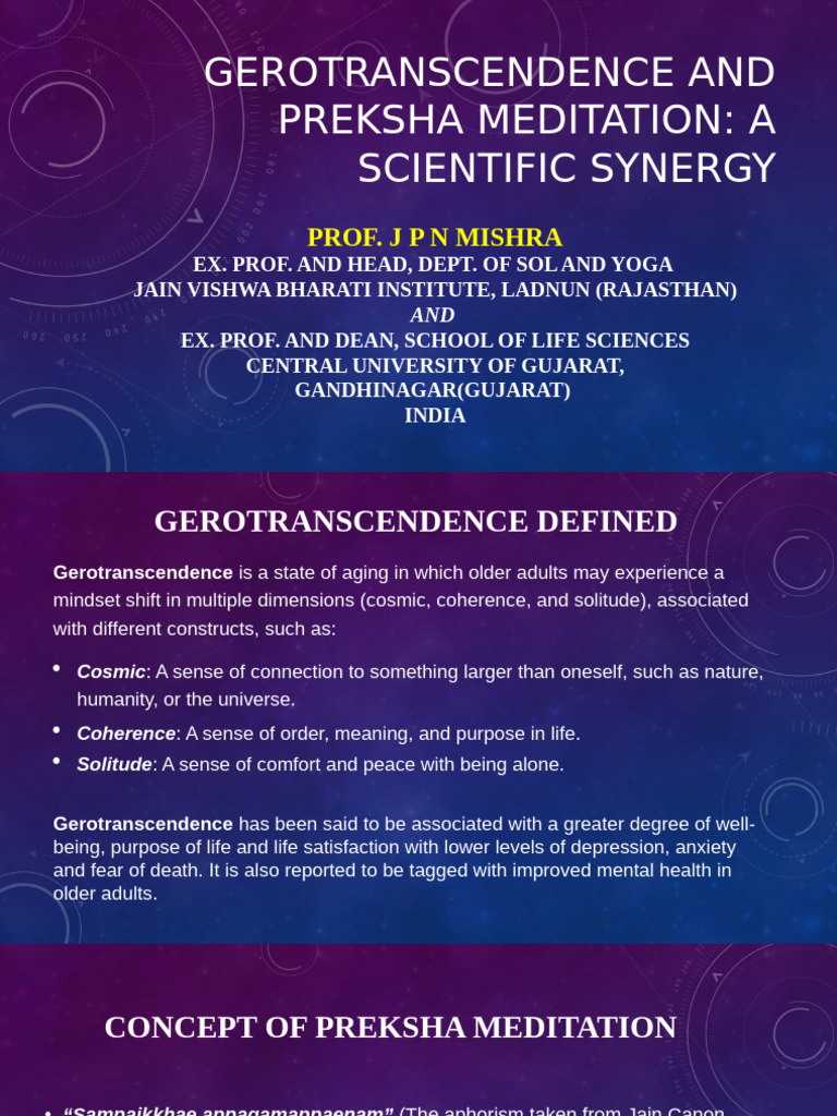 Gerotranscendence and Preksha Meditation Presentation | PDF ...