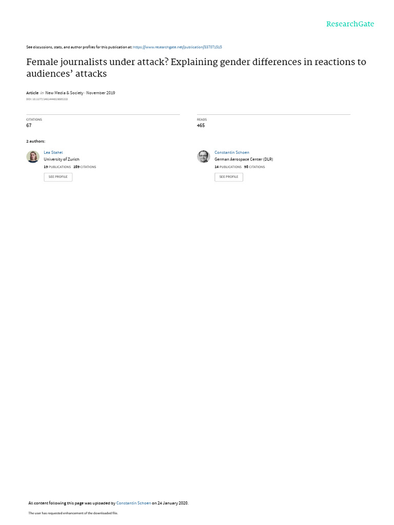 Female Journalists Under Attack Nostyle | PDF | Regression Analysis ...