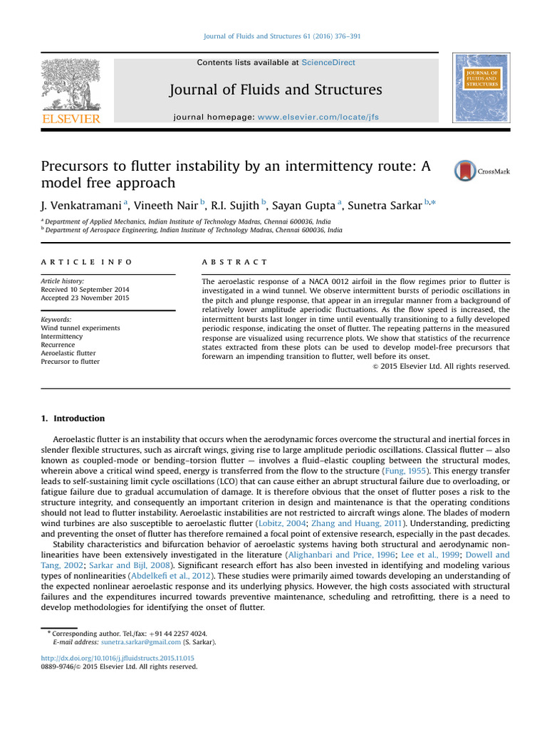 Precursors To Flutter Instability by An Intermittency Route A Model ...