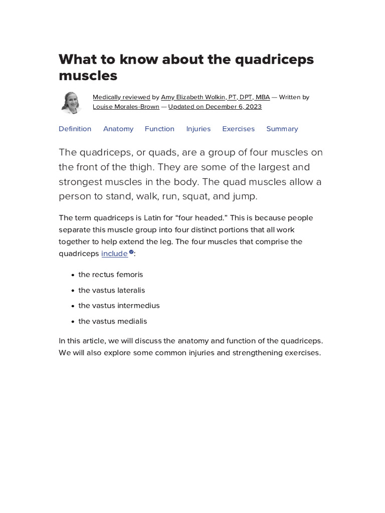 Understanding Quadriceps Anatomy and Function | PDF | Knee | Foot
