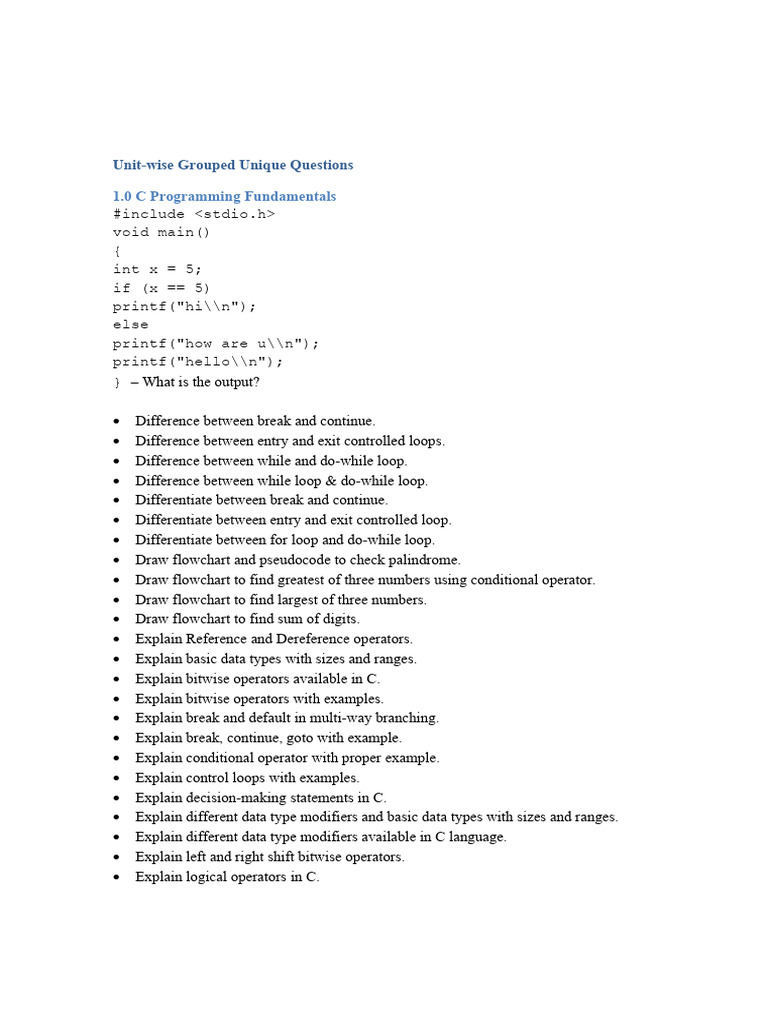 all questions from combine all qps | PDF | Pointer (Computer Programming) | Control Flow