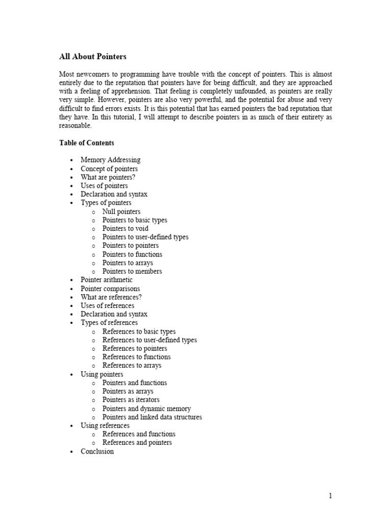 All About Pointers | PDF | Pointer (Computer Programming) | Integer (Computer Science)