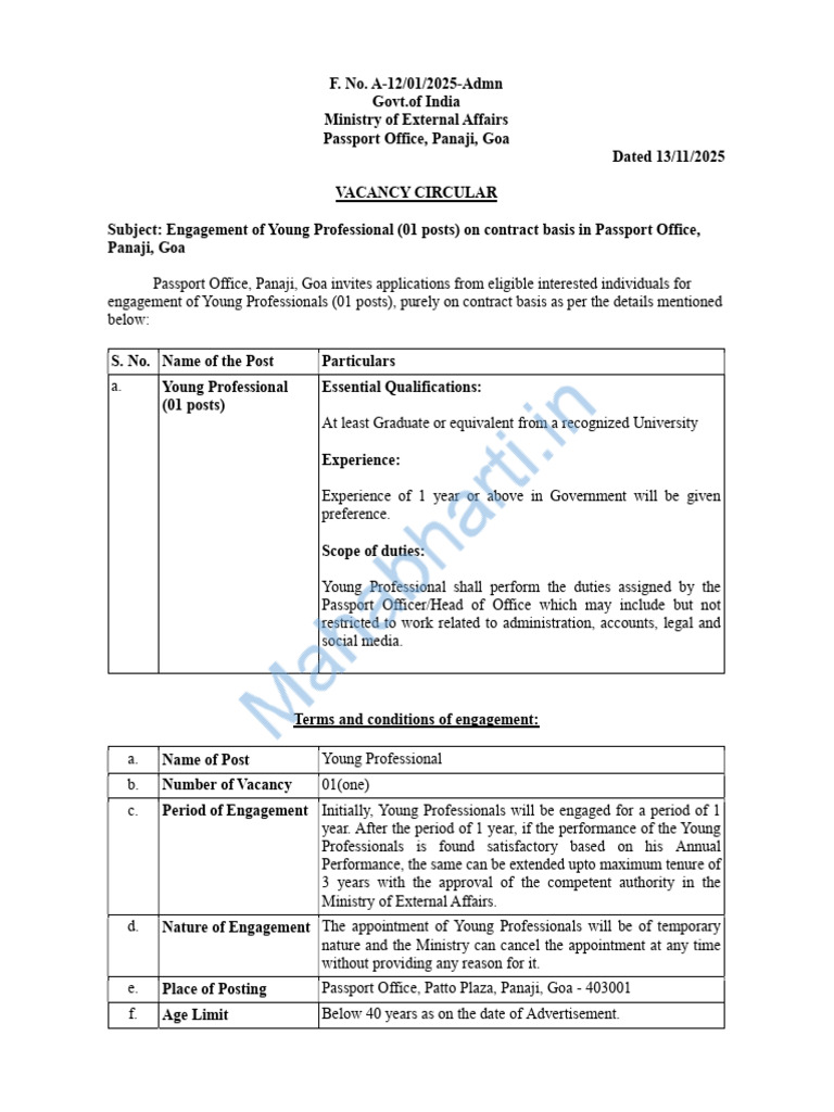 Regional Passport Office Goa Bharti 2025 | PDF | Government | Justice