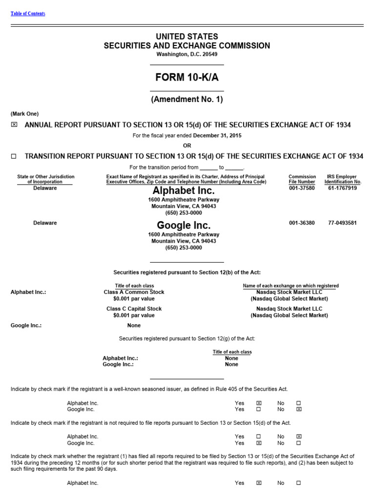 FORM 10-K/A: United States Securities and Exchange Commission | PDF ...