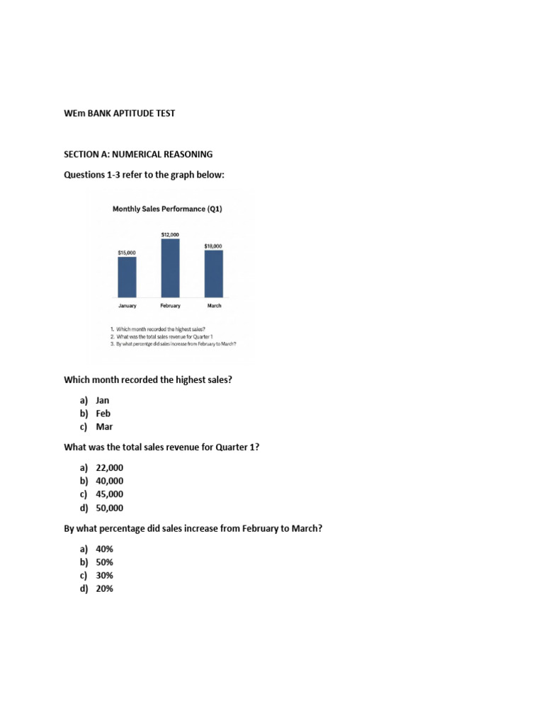 Wema Bank Aptitude Test Questions | PDF | Banks | Interest
