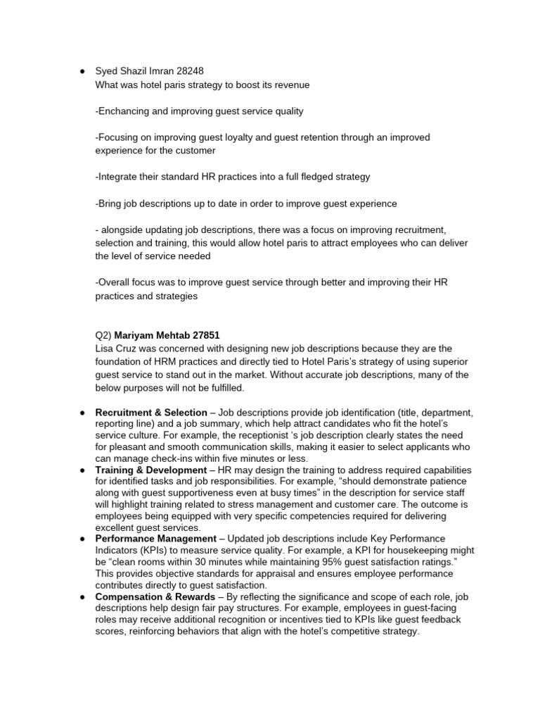 HRM Room 3 assignment (syed shazil,mariyam mehtab,Ahmed parvez, Musaab ...