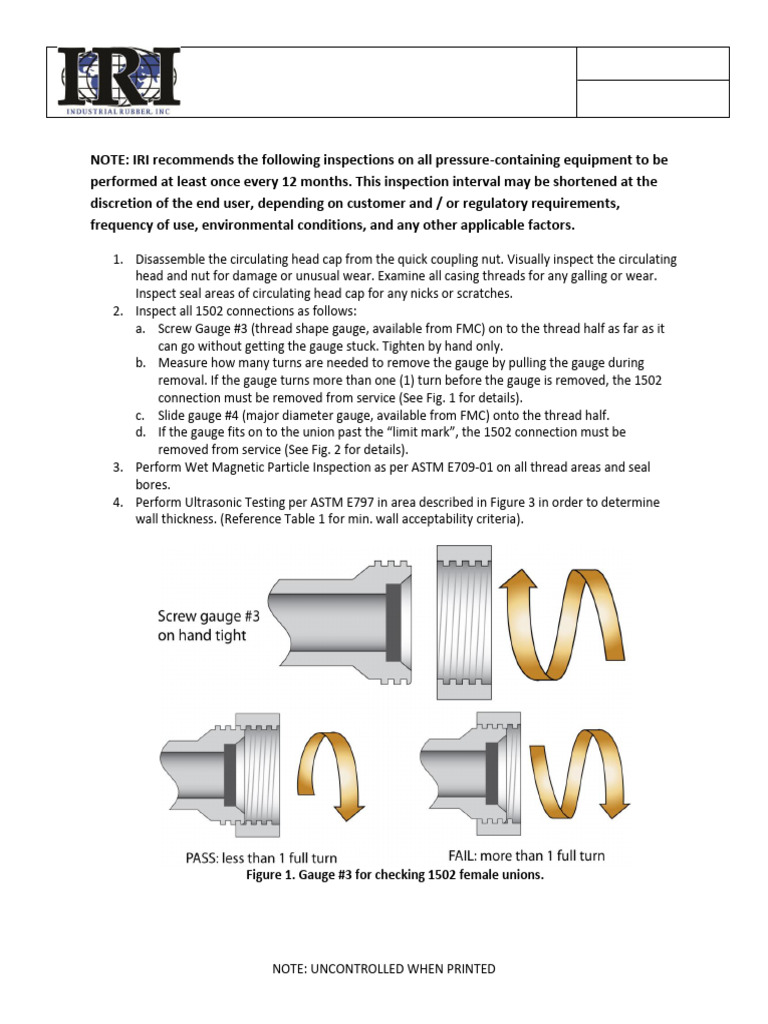 Circulating Heads Inspection Guidelines | PDF | Wear | Mechanical ...