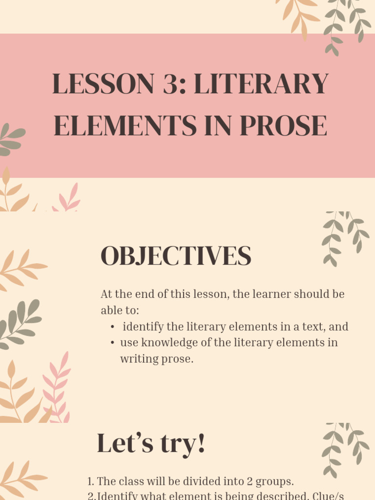 Lesson 3 Elements of Prose | PDF | Narration
