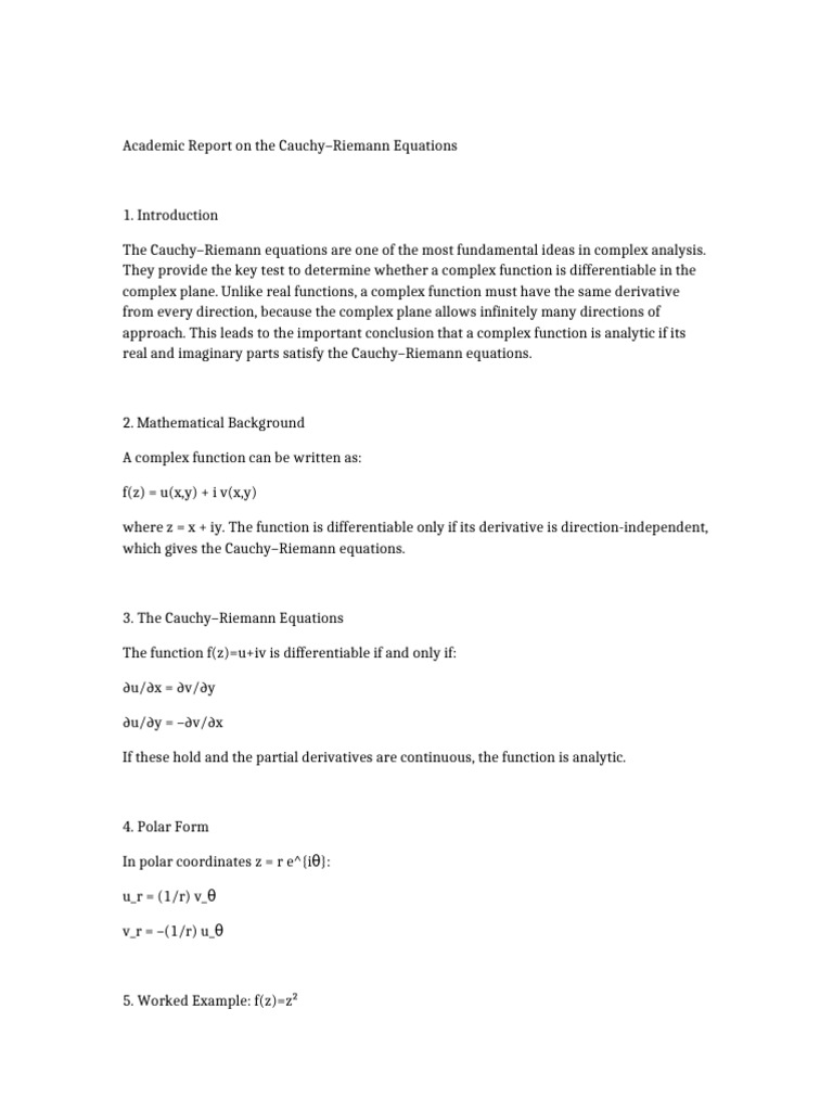 Cauchy Riemann Report | PDF