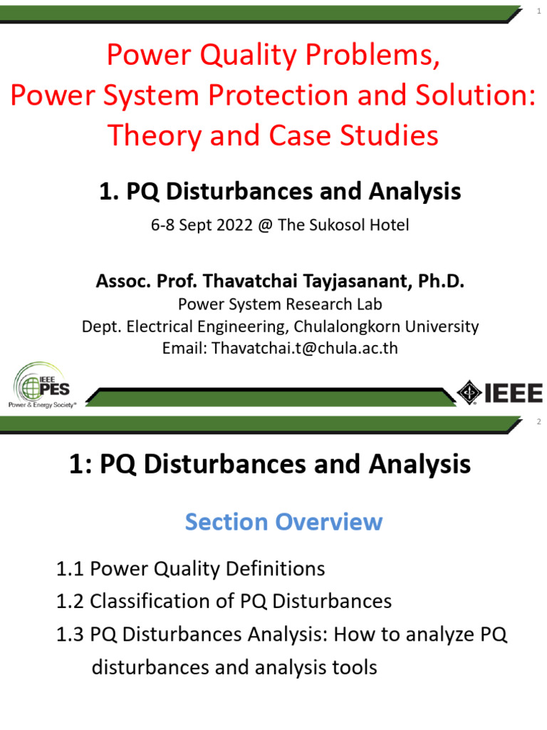 01 Power Quality Disturbances, Analysis, Monitoring for Troubleshooting ...