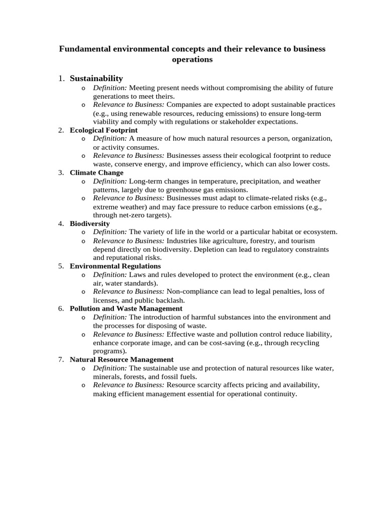 Environmental Concepts for Business Success | PDF | Sustainability ...