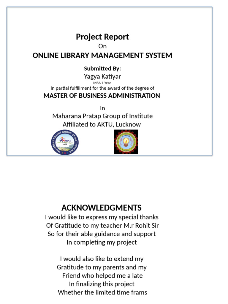 Project_Report_Online_Library_Management_System (1) | PDF | Html ...