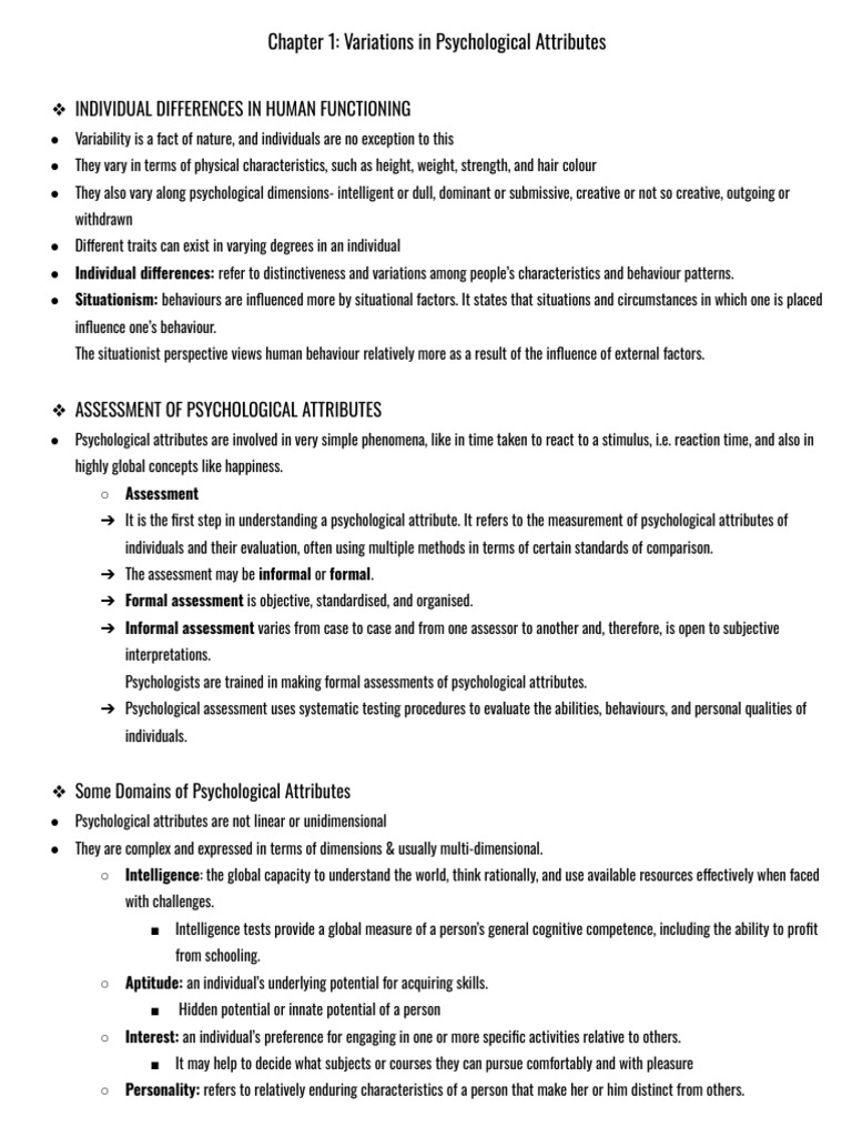 Chapter 1 - Variations in Psychological Attributes | PDF | Intelligence ...